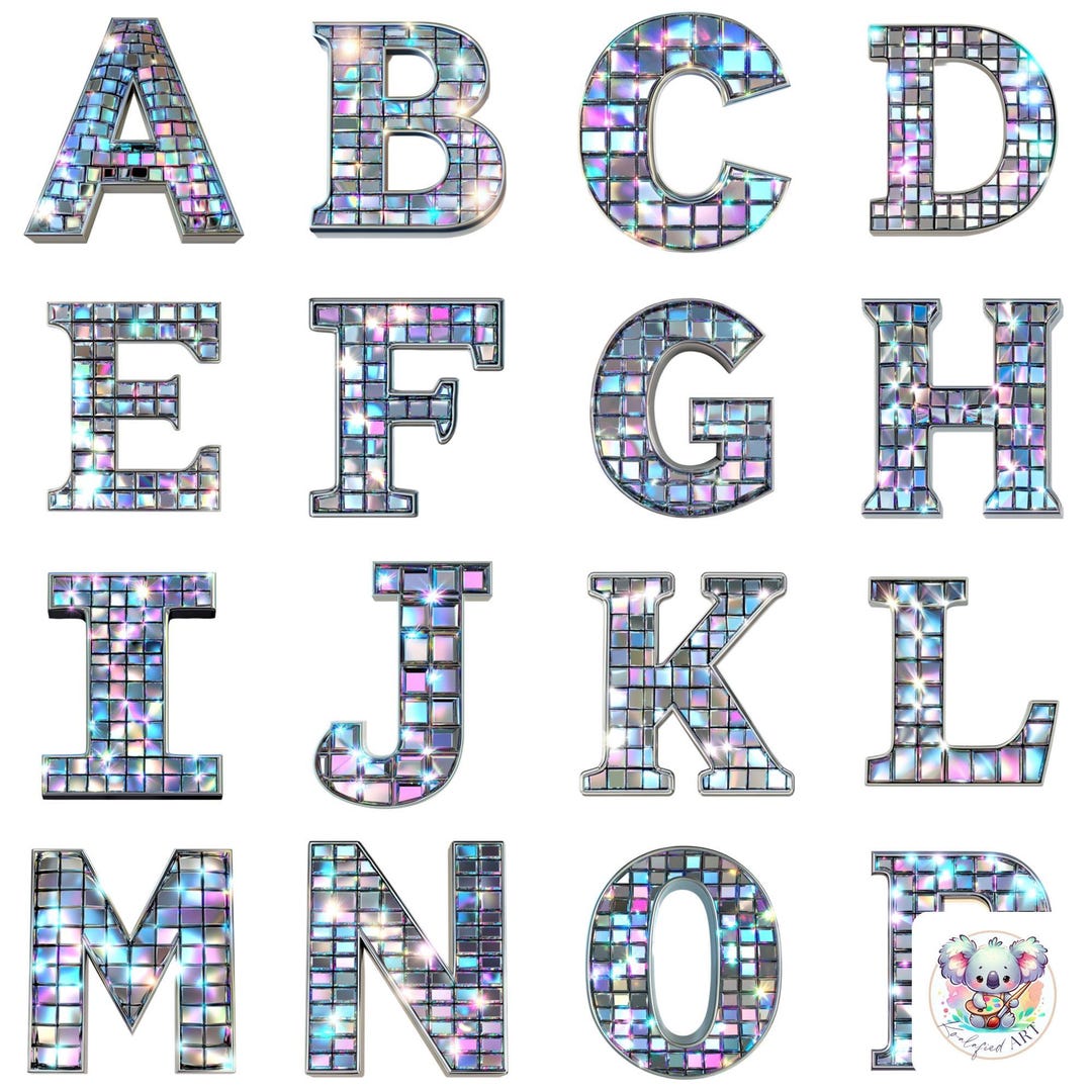 Disco Alphabet Clipart Set: Holographic Letters (digital Download) - Etsy