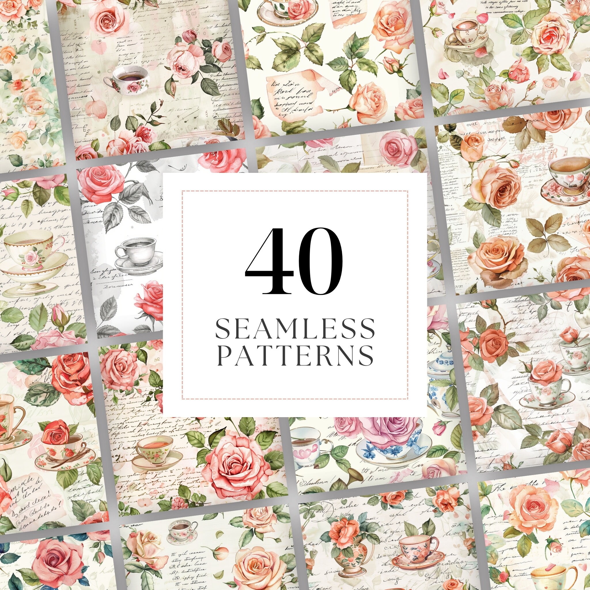 Shabby Chic Victorian Rose Digital Paper Vintage Elegance 40 Sheets ...