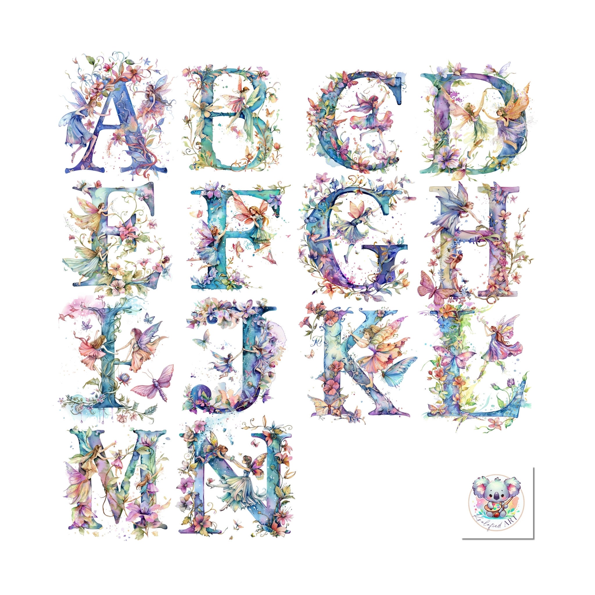 Fairy Garden Alphabets Fairies Letters Clipart Complete Set of Magical ...
