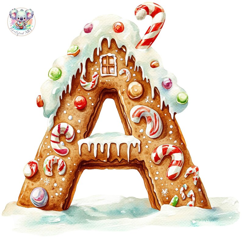 Gingerbread House Alphabet Clipart: Festive Holiday Letters (PNG, 300 ...