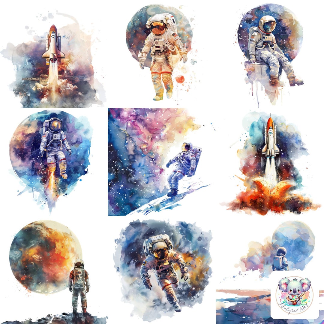 Watercolor Space Exploration Clipart Collection 24 High-resolution ...