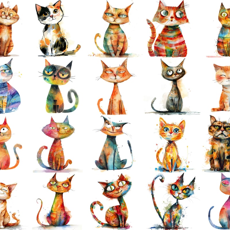 Whimsical Cat Art - Etsy