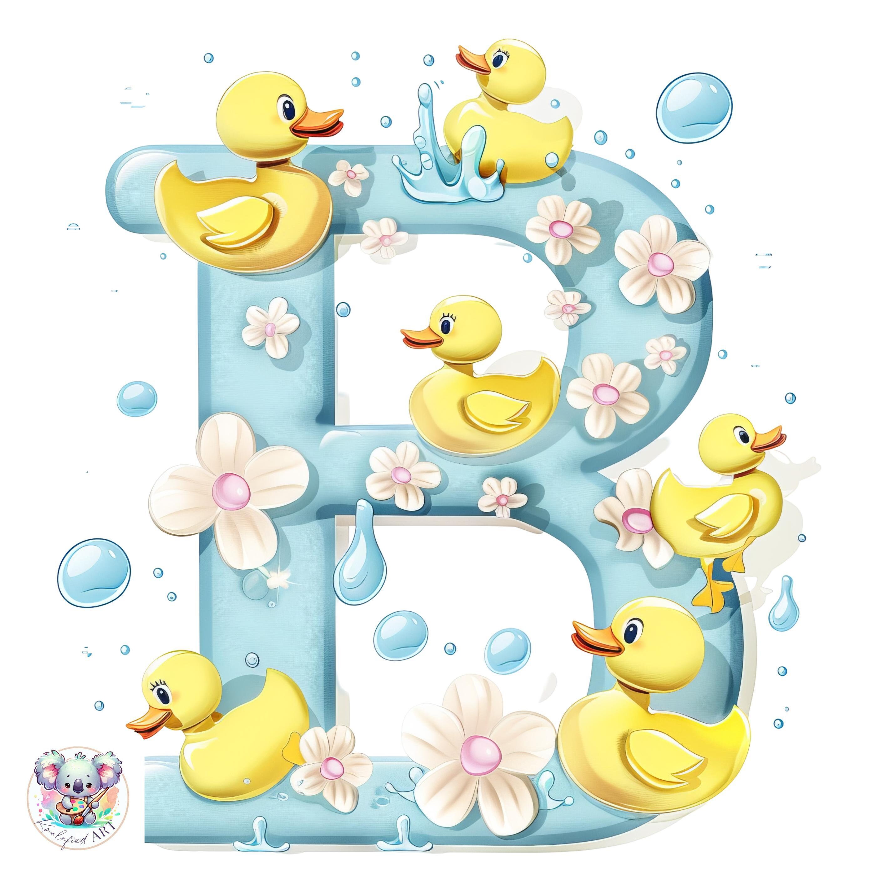 Rubber Ducky Alphabet Clipart: 26 Transparent PNG Letters (300 DPI ...