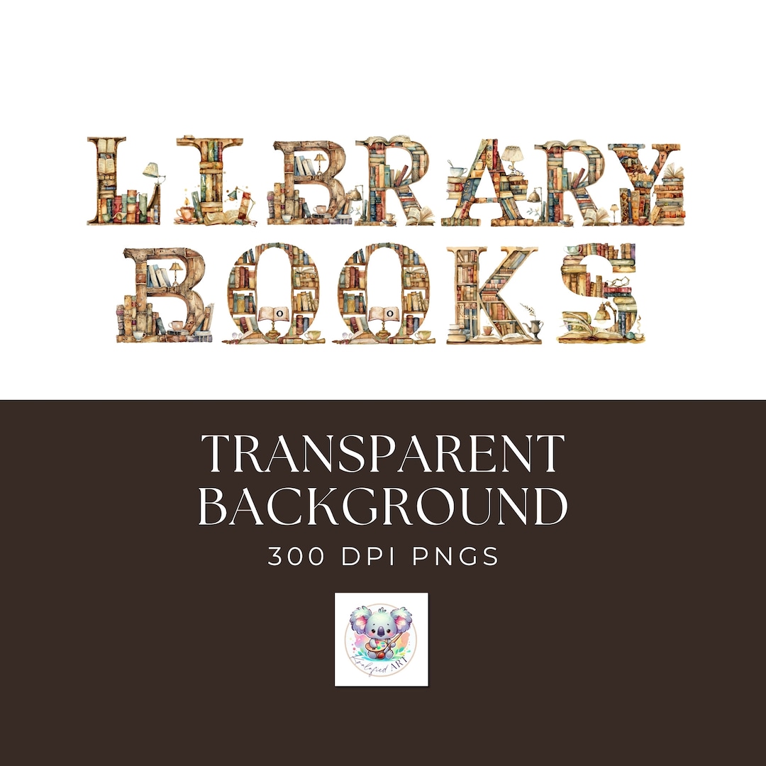 Antique Bookshelf Letters - Watercolor Vintage Alphabet Clipart ...