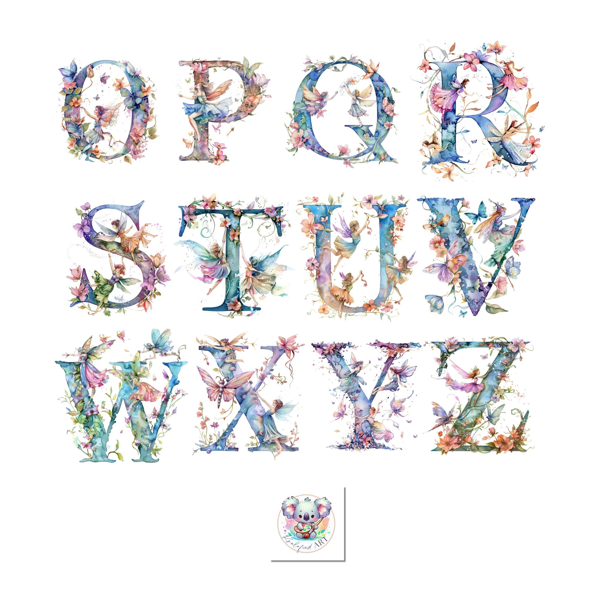 Fairy Garden Alphabets Fairies Letters Clipart Complete Set of Magical ...