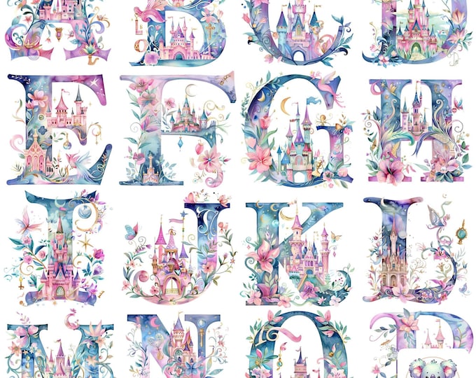 Feen Alphabet Clipart, Fee Alphabet Grafiken, Märchen Buchstaben Clip ...
