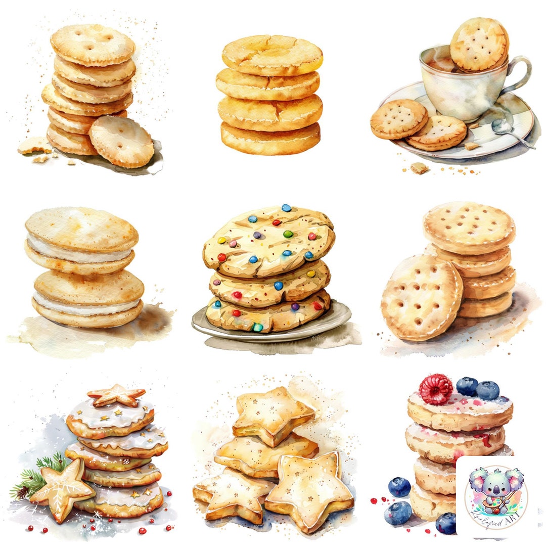 Watercolor Sugar Cookies Clipart: High-resolution Cookie Illustrations ...