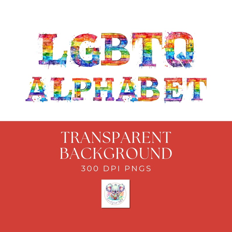 Rainbow Letters LGBTQ Watercolor Alphabet Clipart Collection 26 Pngs - Etsy