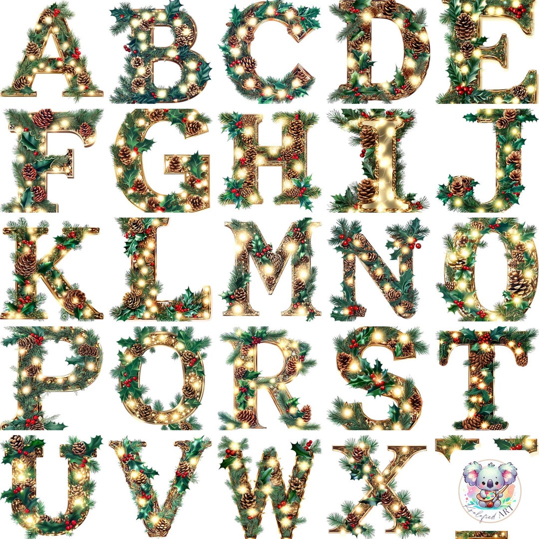 Christmas Lights Alphabet Clipart PNG: 26 Festive Holiday Letters for ...