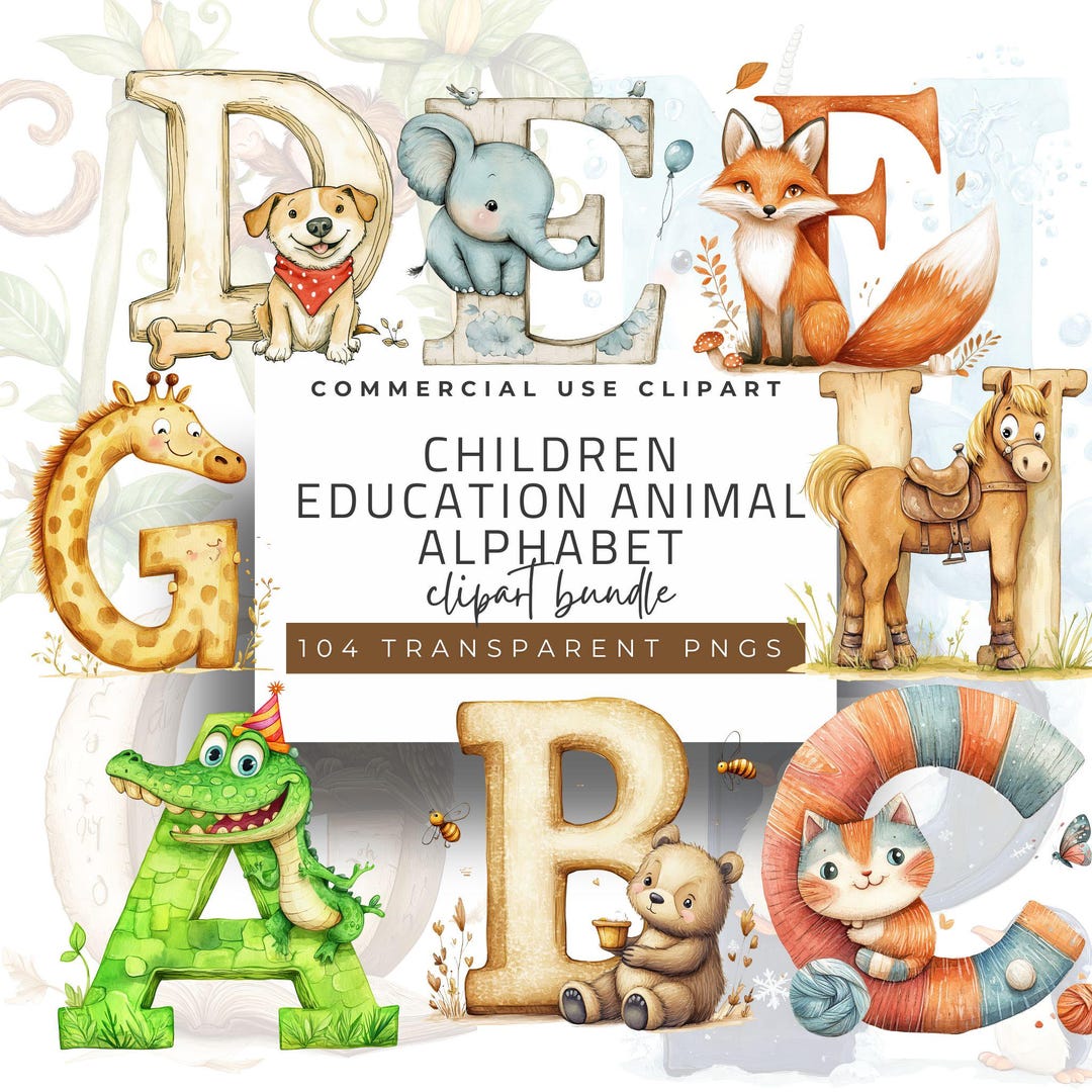 Animal Alphabet Clipart: A-Z Designs for Nursery & Classroom - Etsy