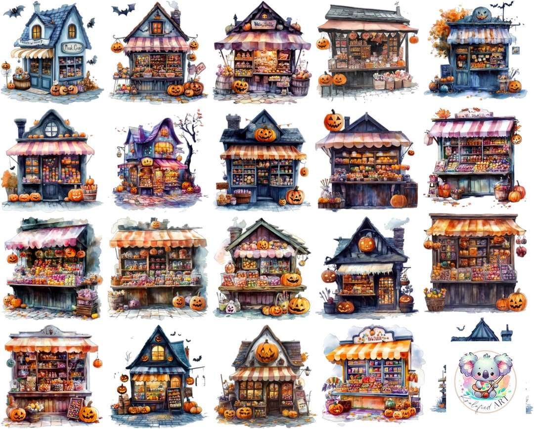 Halloween Candy Shop Clipart PNG: 28 Spooky Candy Store Illustrations ...