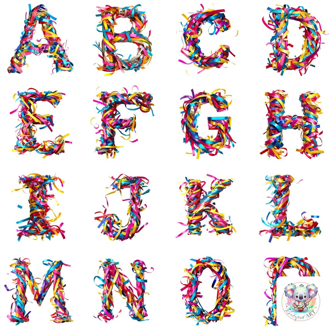 Streamer Alphabet Clipart: Festive Party Letters (digital Download) - Etsy