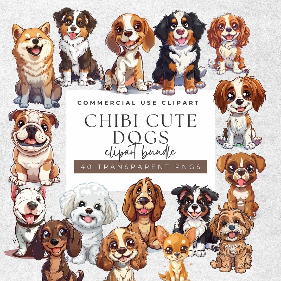 Adorable Chibi Cute Dogs Clipart Mega Pack - 40 Transparent Pngs - Etsy