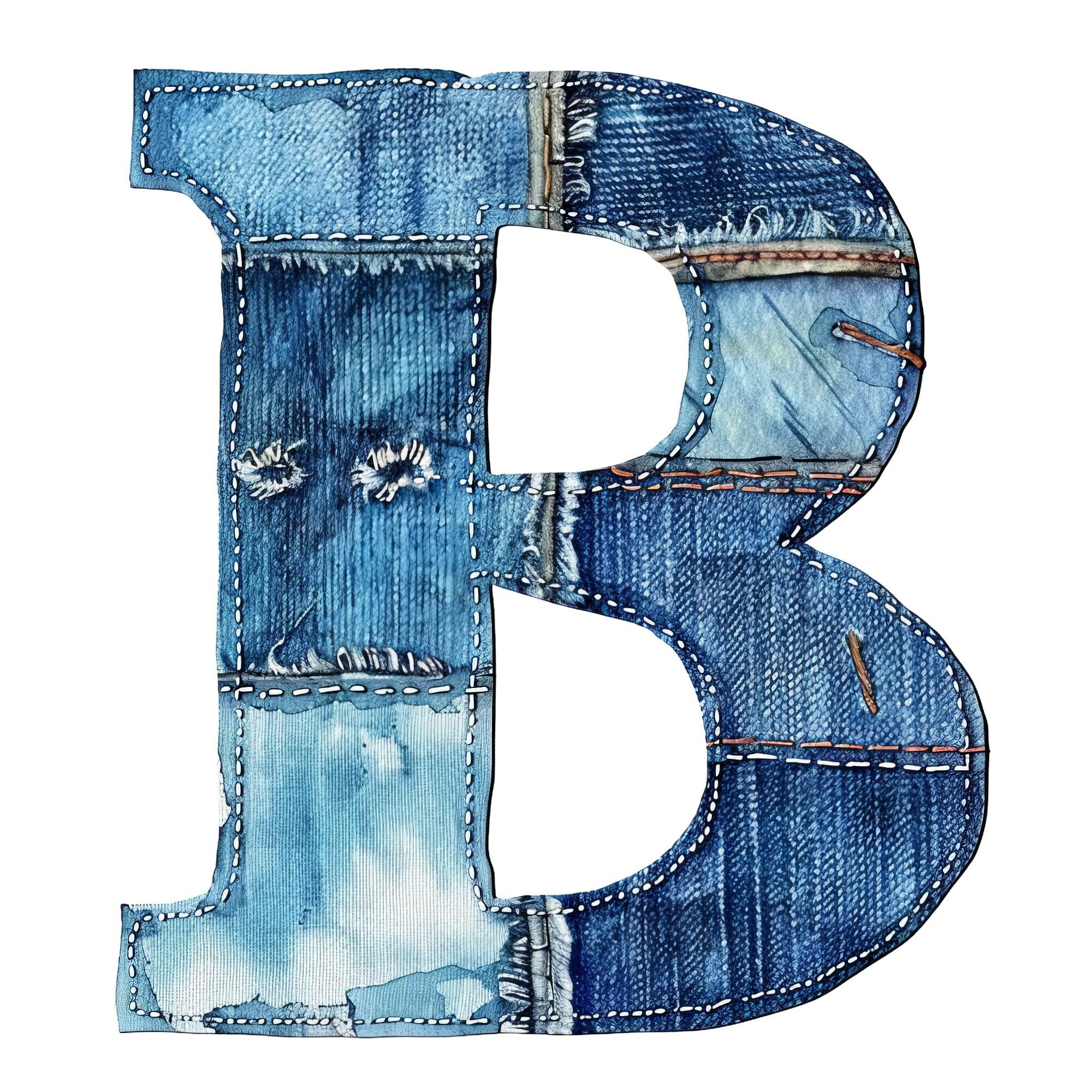 Watercolor Denim Letter Alphabet Clipart PNG 26 High-resolution 300 DPI ...
