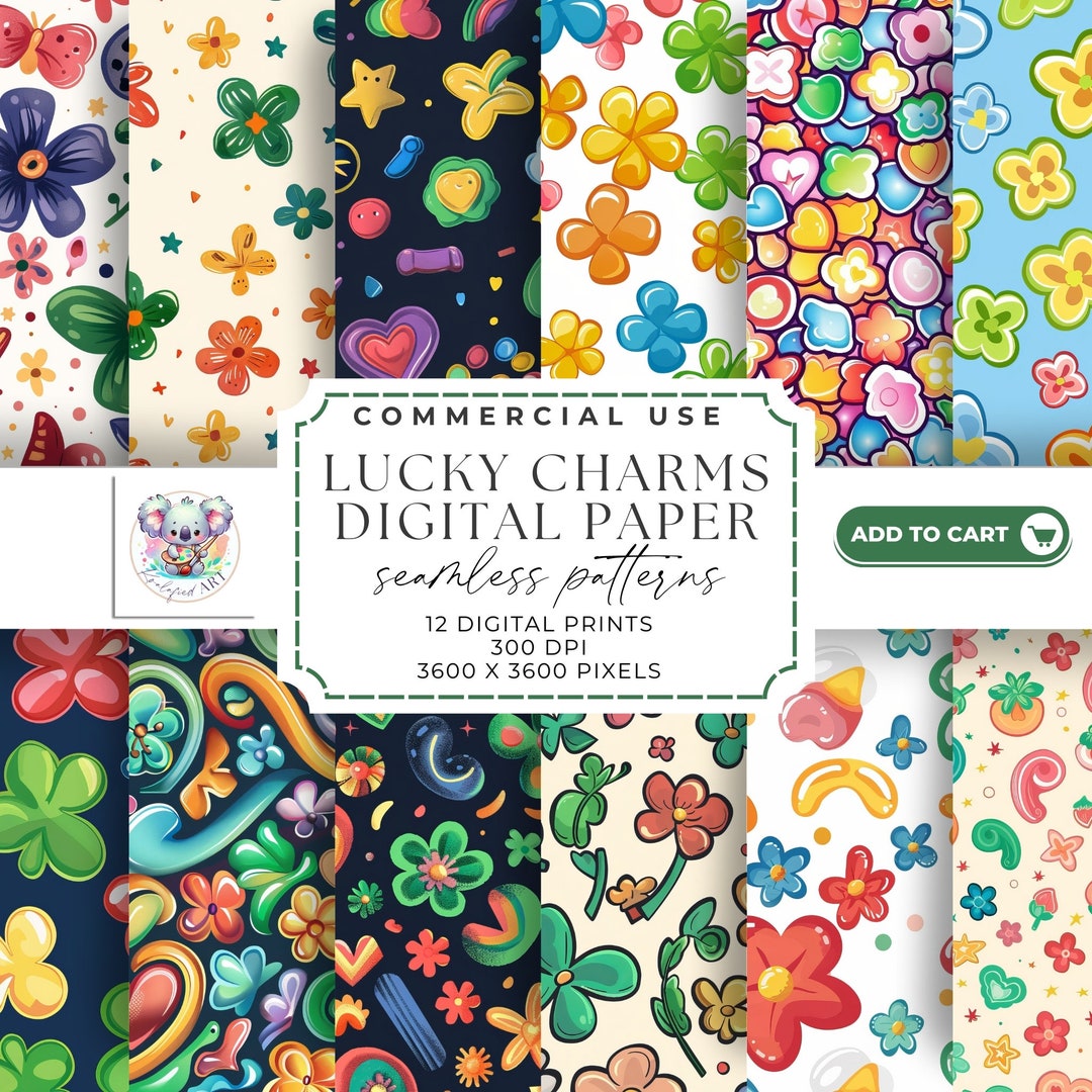 Colorful Lucky Charms Seamless Pattern Set – 12 Jpegs 300 DPI - Etsy
