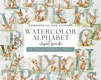 Woodland Alphabet Clipart, Letter Clip Art, Fog Forest, Commercial Use ...