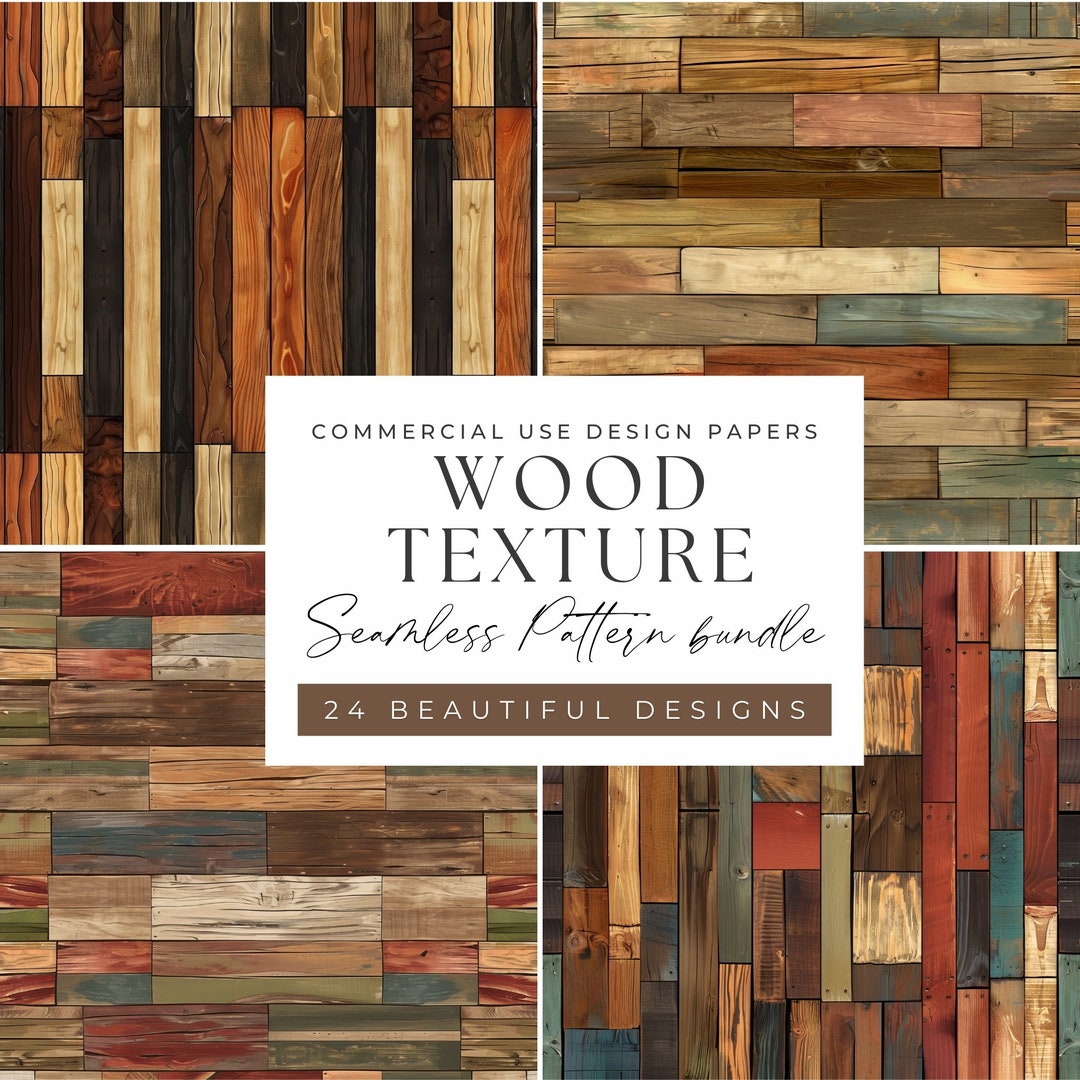 Natural Wood Texture Seamless Digital Paper Pack - 24 Digital Paper ...