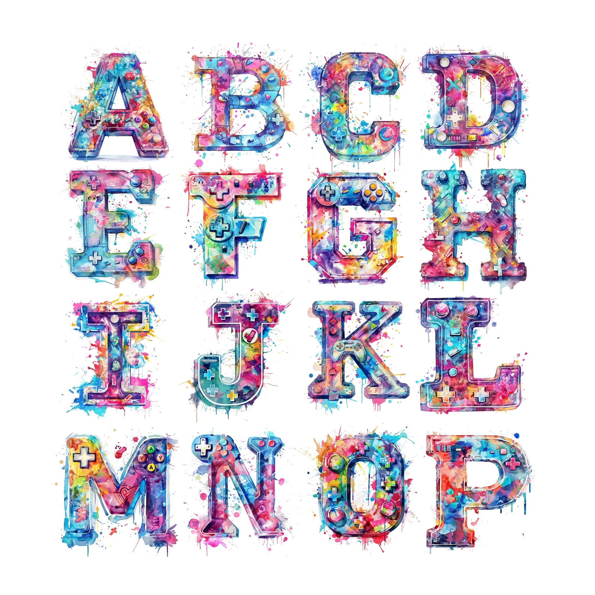 Video Game Alphabet Clipart: Arcade Letters PNG (300 DPI) - Etsy Australia
