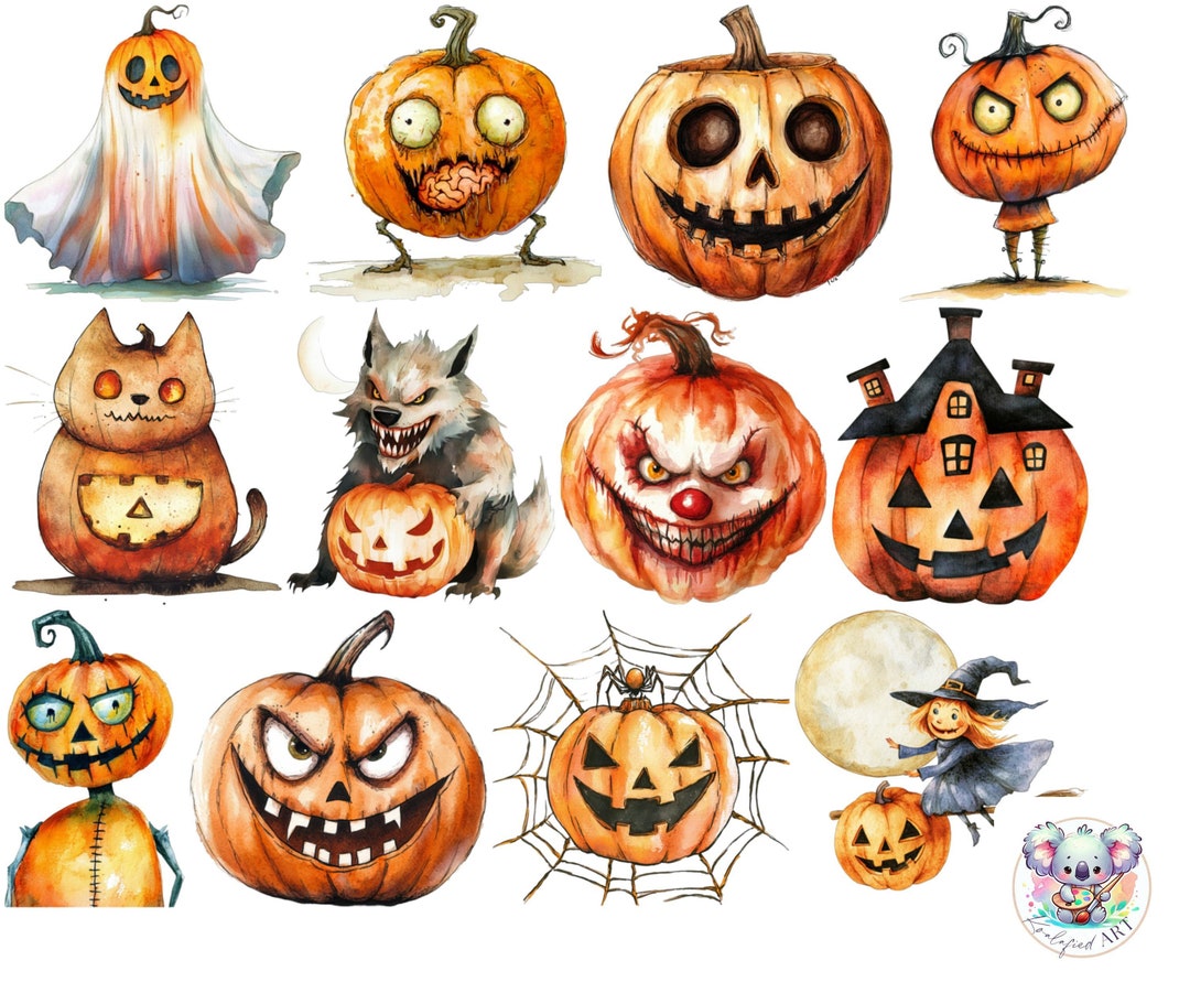 Jack-o'-lantern Clipart PNG: 48 Spooky Halloween Pumpkin Illustrations ...