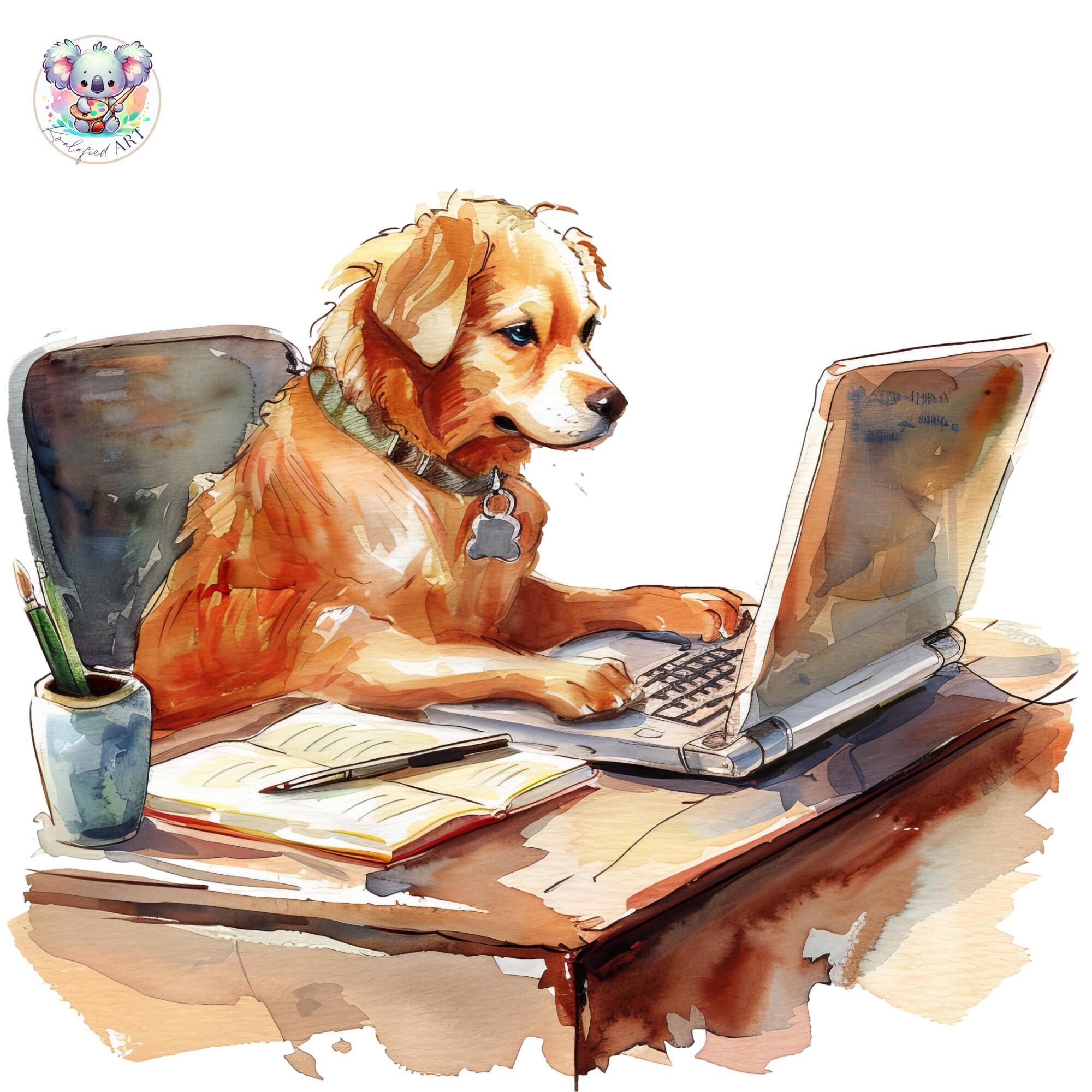 Dog at Work Watercolor Clipart: 25 High-resolution Illustrations ...