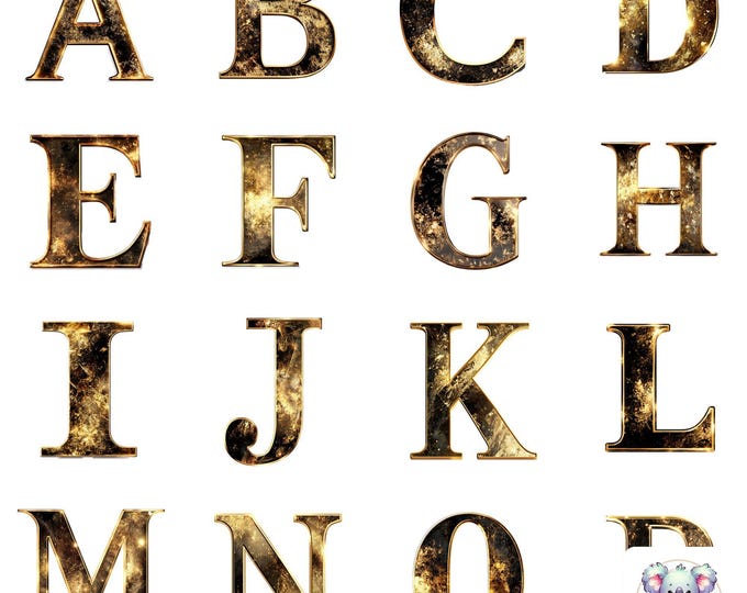 180 Golden Alphabet Bundle, Gold Letters, Gold PNG, Gold Alphabet Font ...