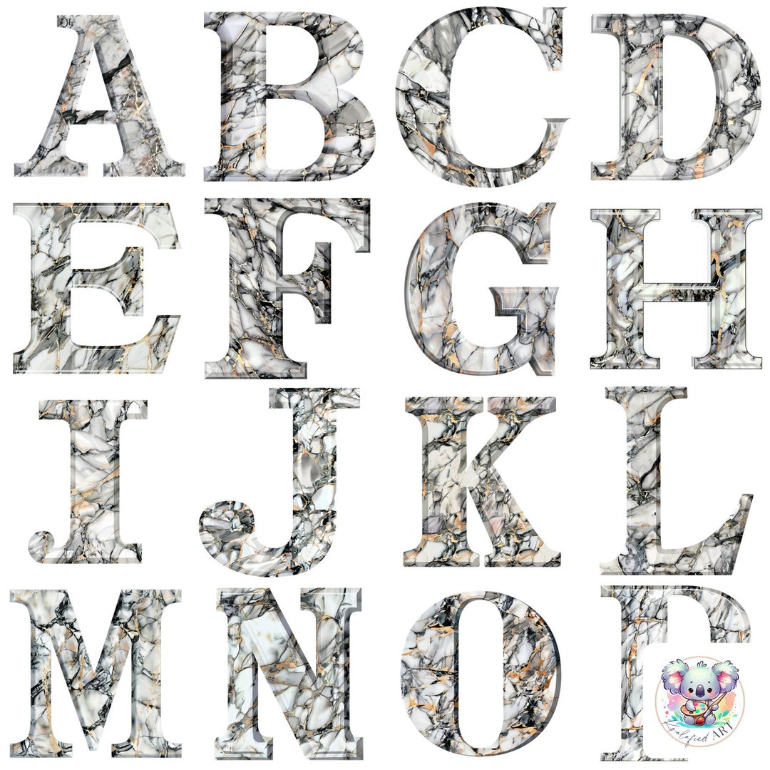 Marble Alphabet Clipart Set - 26 High-resolution 300 DPI Pngs With ...