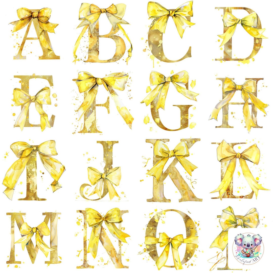 Imágenes prediseñadas PNG de letras del alfabeto con lazo amarillo ...