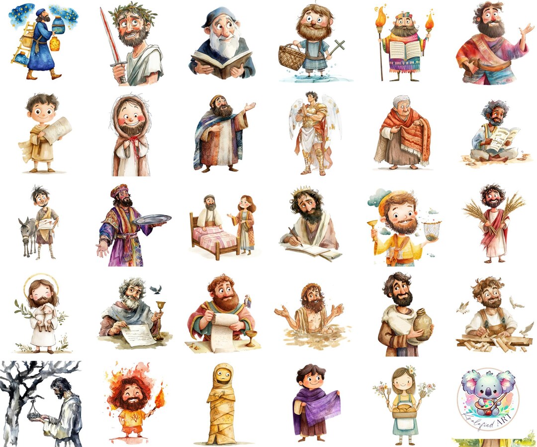 Watercolor Bible Character Clipart: New Testament PNG Designs (digital ...
