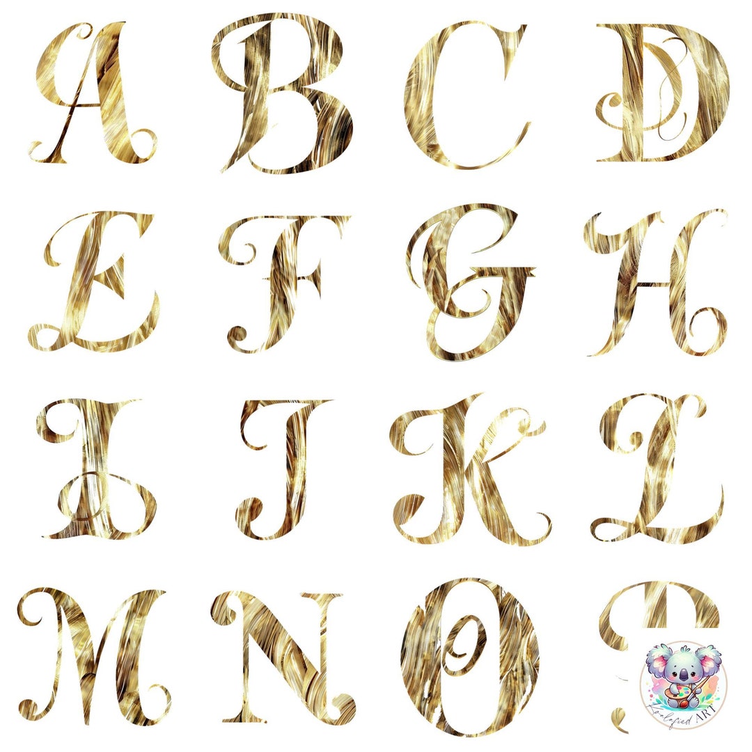 Gold Foil Alphabet Clipart PNG: 26 High-resolution 300 DPI Luxurious ...
