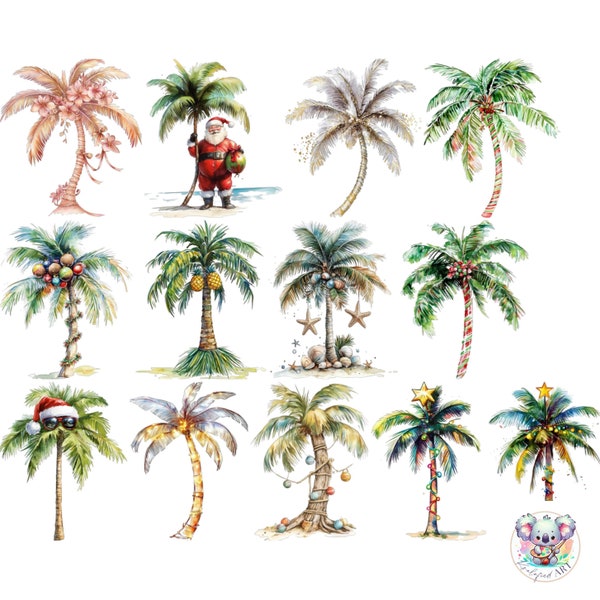 Palm Tree Christmas Clipart - Etsy
