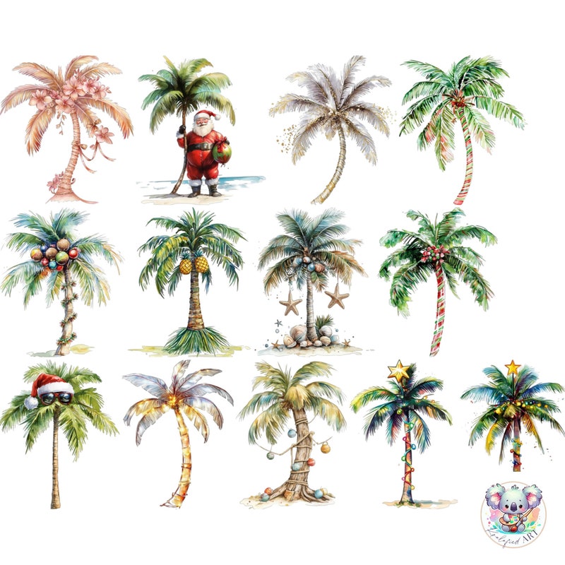 Palm Tree Christmas Clipart - Etsy