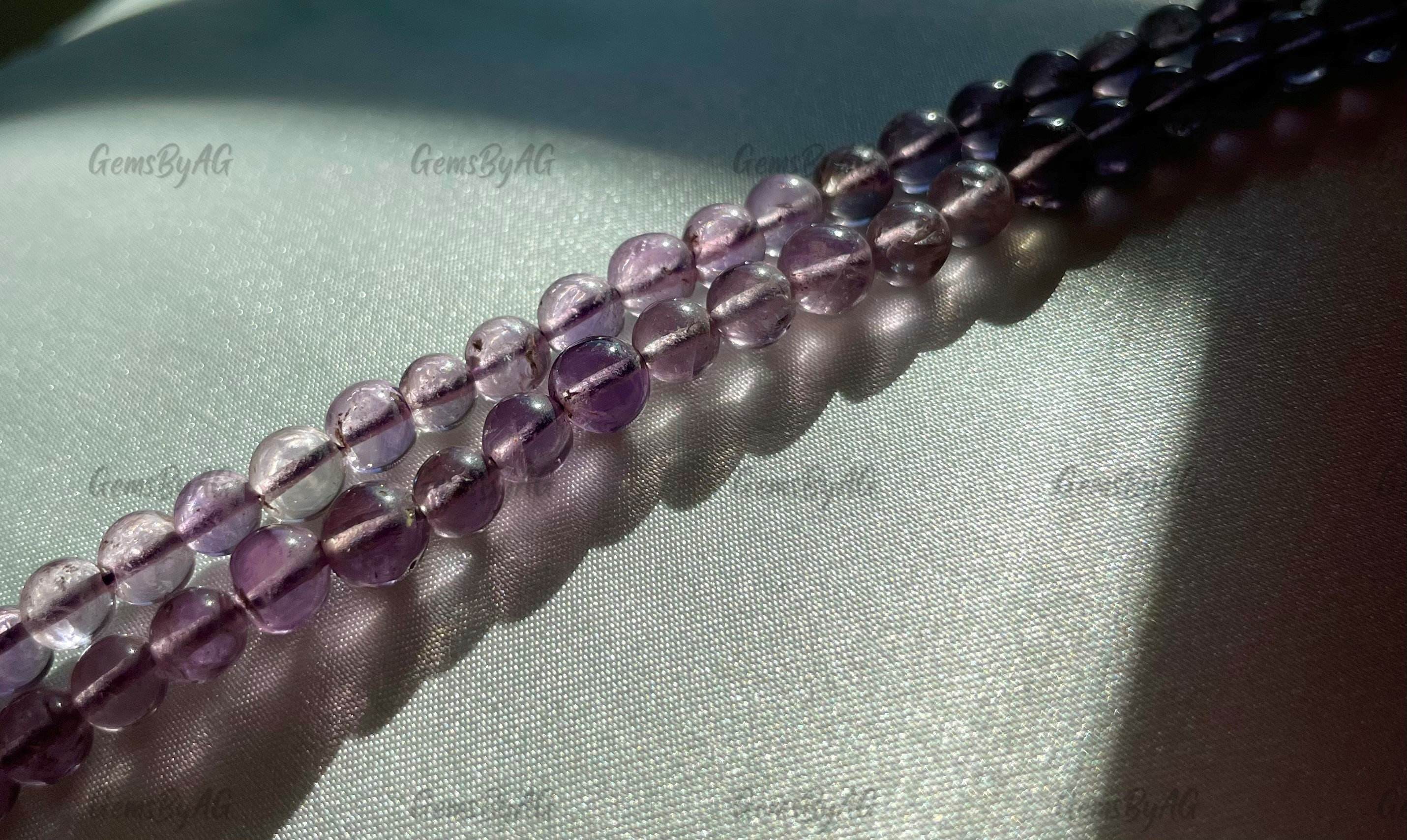 Genuine High Grade Amethyst Necklace, Round Amethyst Gemstone Beaded ...