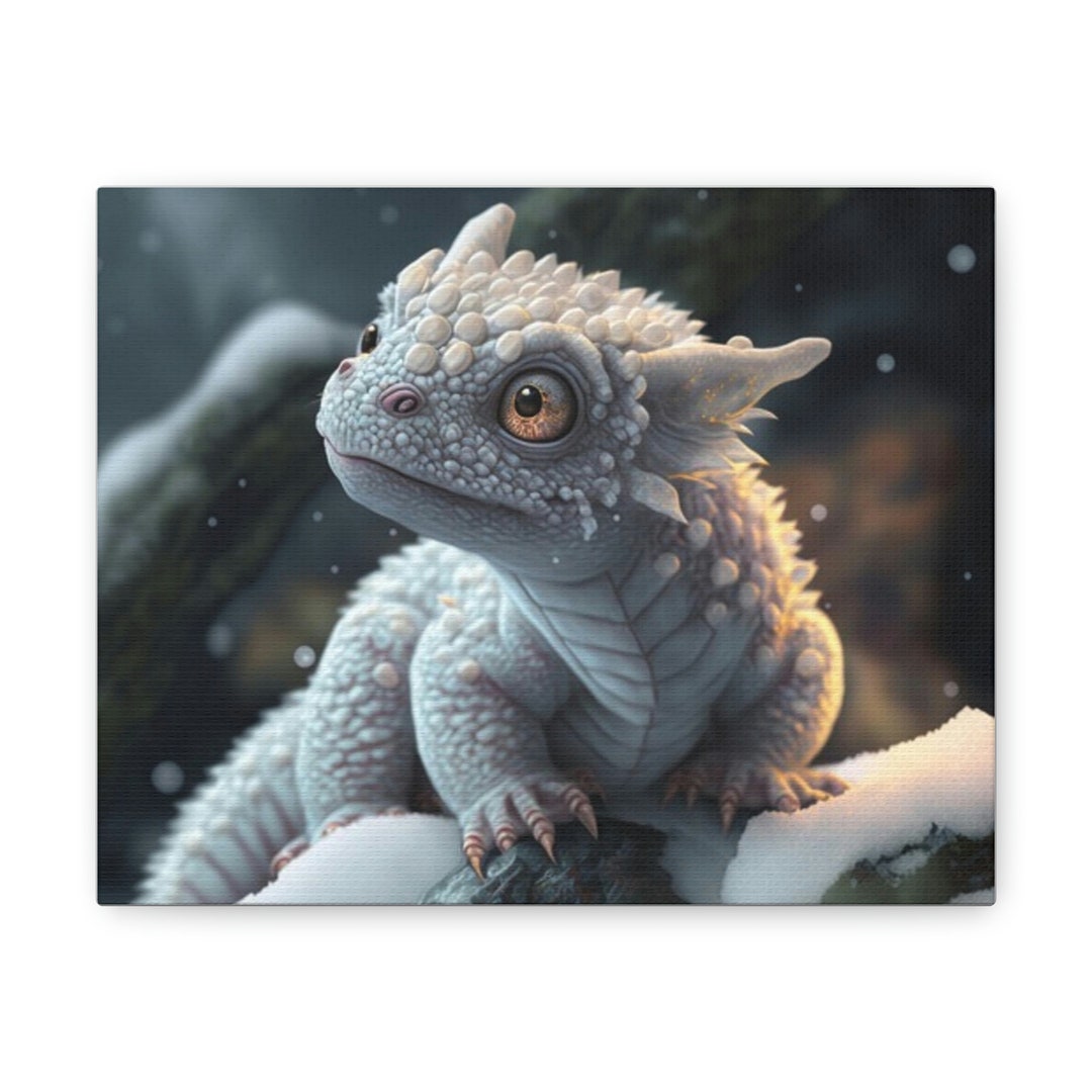 Baby Snow Dragon, Canvas - Etsy