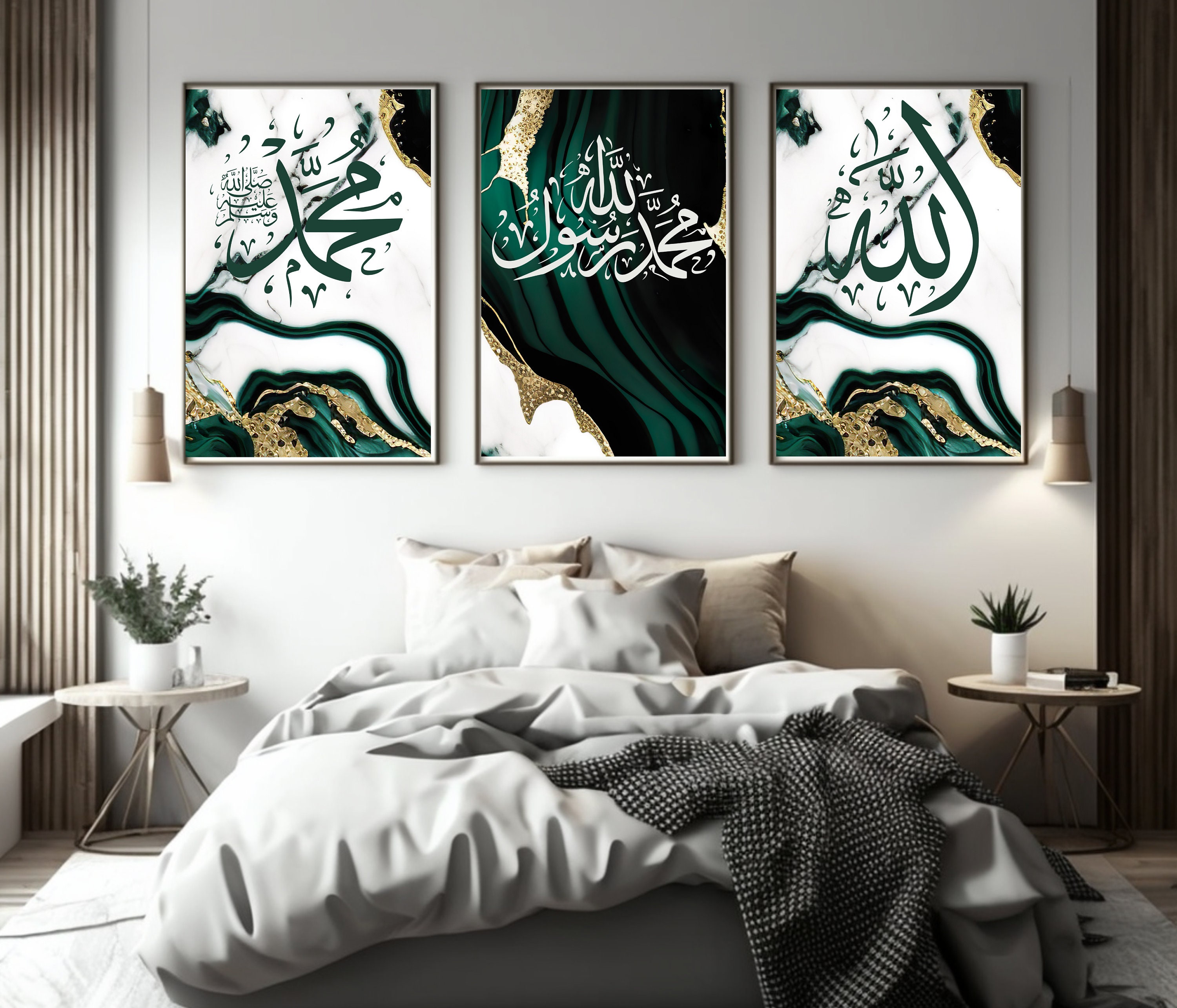 Islamic Wall Art Set of 3 Home Decor Arabic/islamic - Etsy