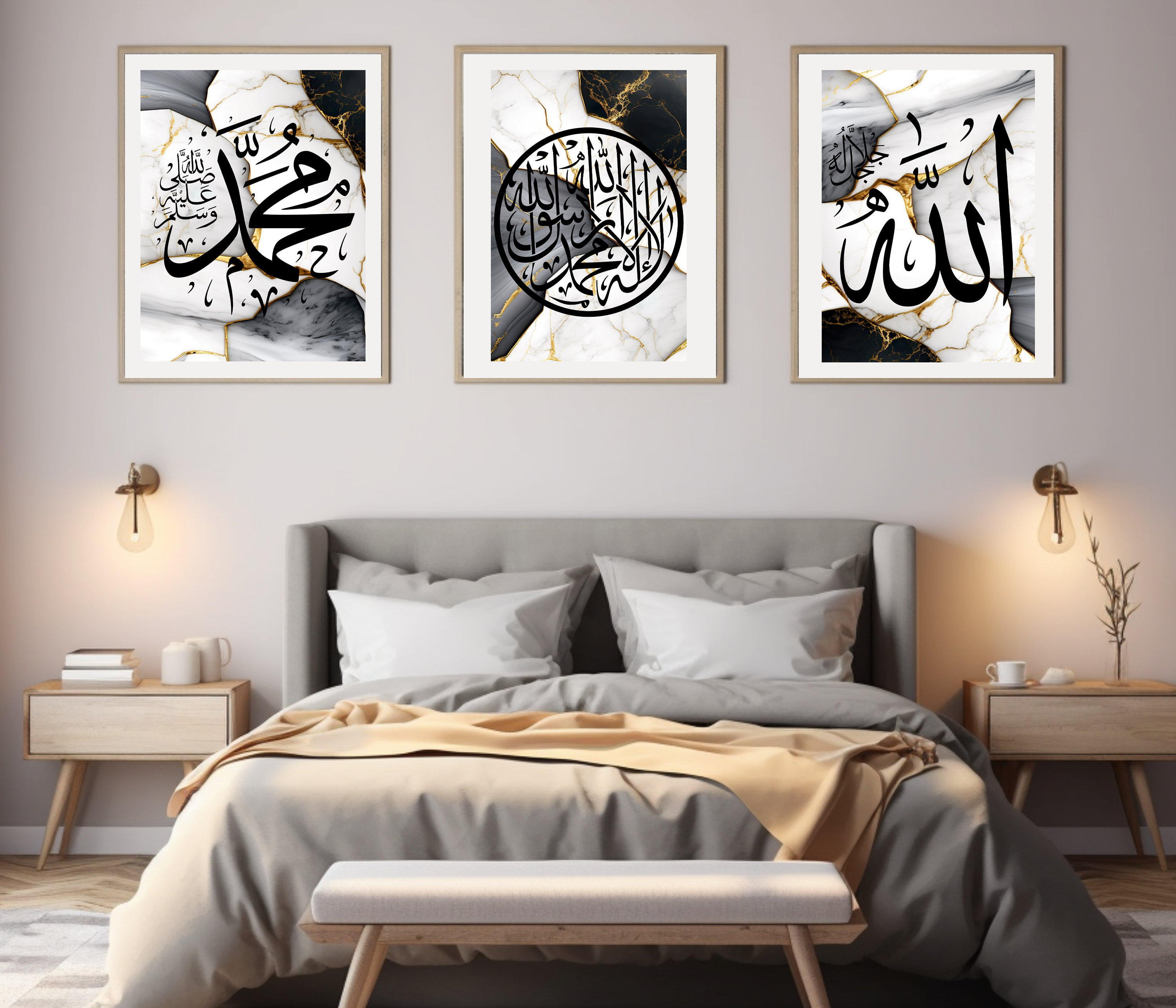 Islamic Wall Art, Set of 3 Home Decor, Arabic/islamic Calligraphy ...