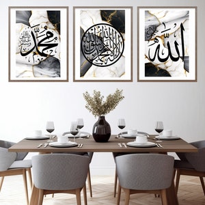 Islamic Wall Art, Set of 3 Home Decor, Arabic/islamic Calligraphy ...