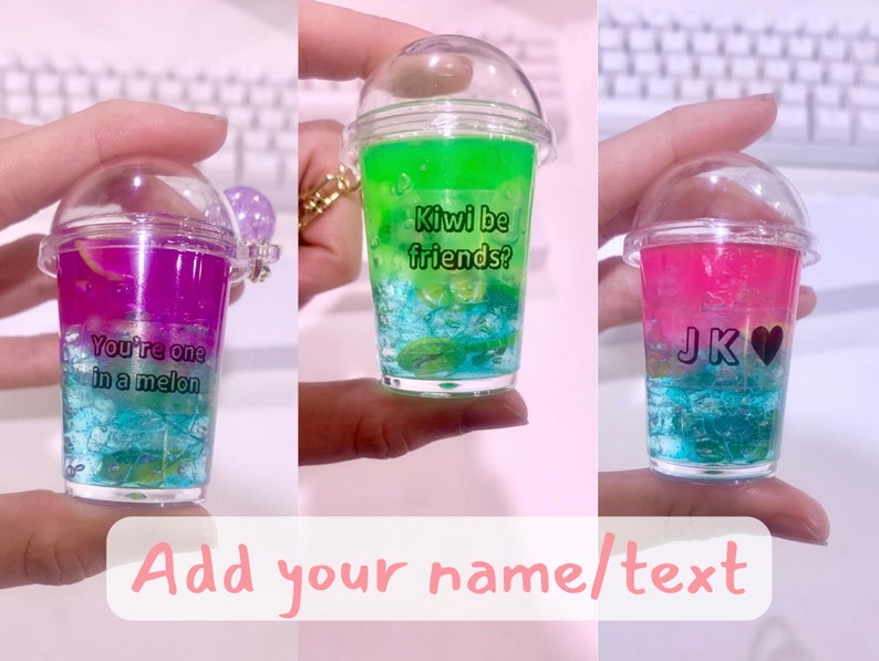 Custom Keychain Mini Milk Tea Boba Keychain Refreshing Mixed Soda Drink ...
