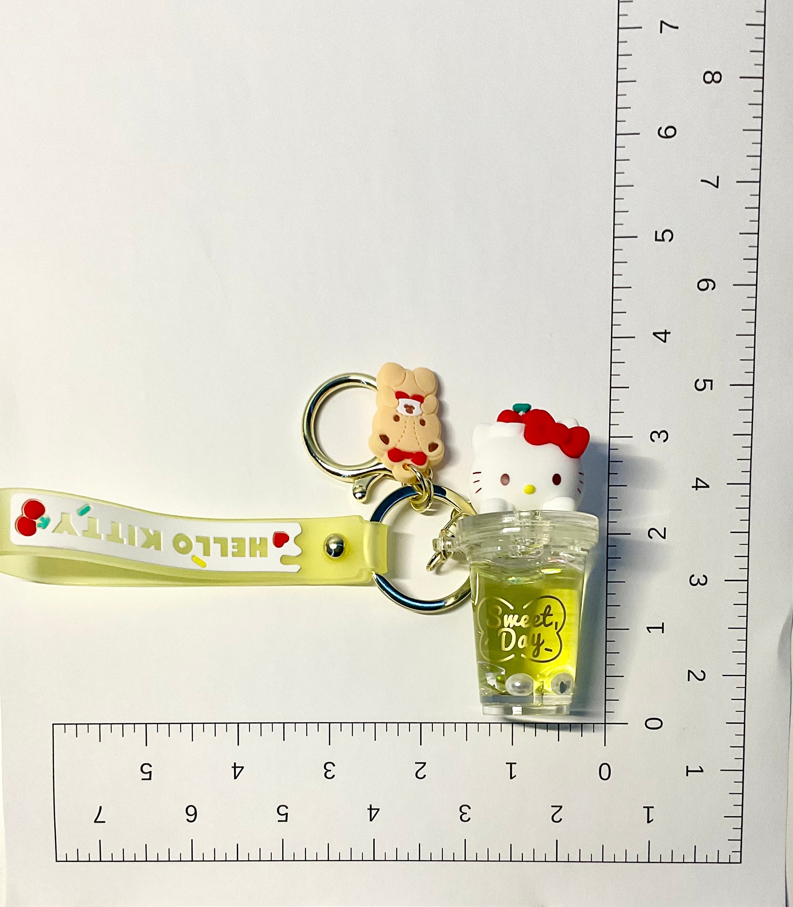 H.kitty Inspired Characters Boba Milk Tea Liquid Keychain Cute Water ...
