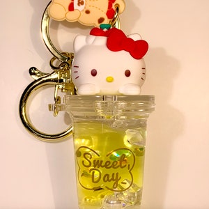 Kitty Inspired Boba Milk Tea Keychain | Shaker Pendant Bag Charm - Etsy