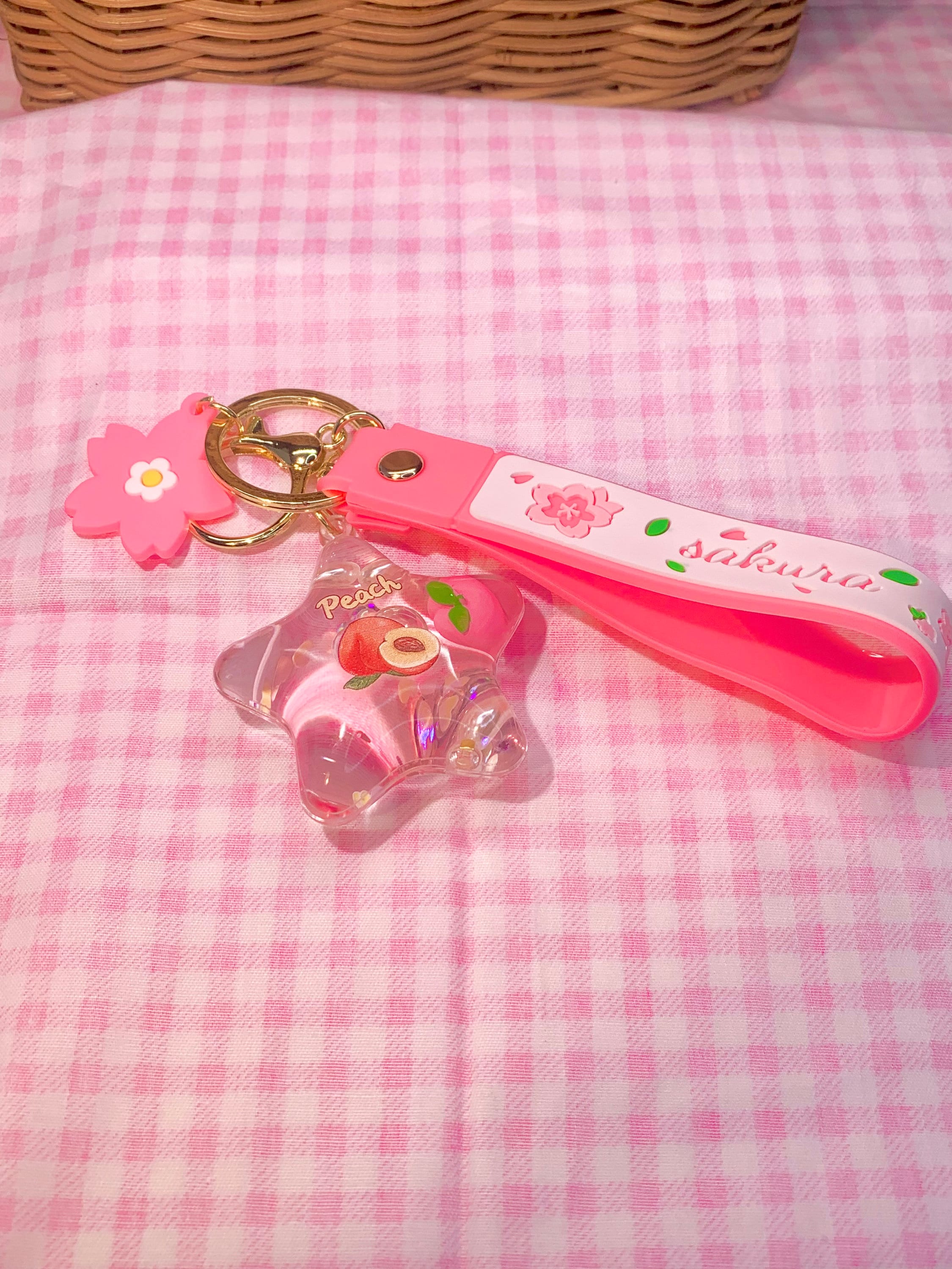 Pink Peach Liquid Keychain, Cute Floating Oil - Etsy