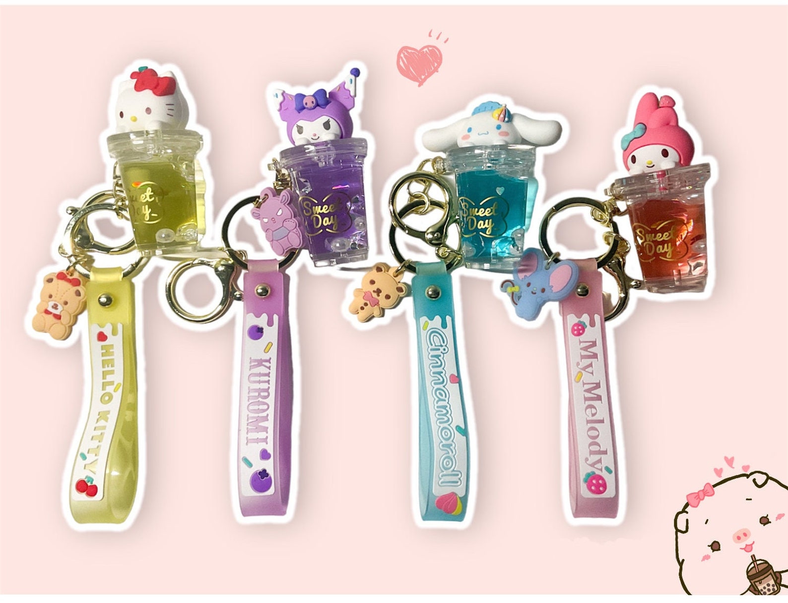 Kuro Inspired Characters | Boba Milk Tea Liquid Keychain | Cute Water ...