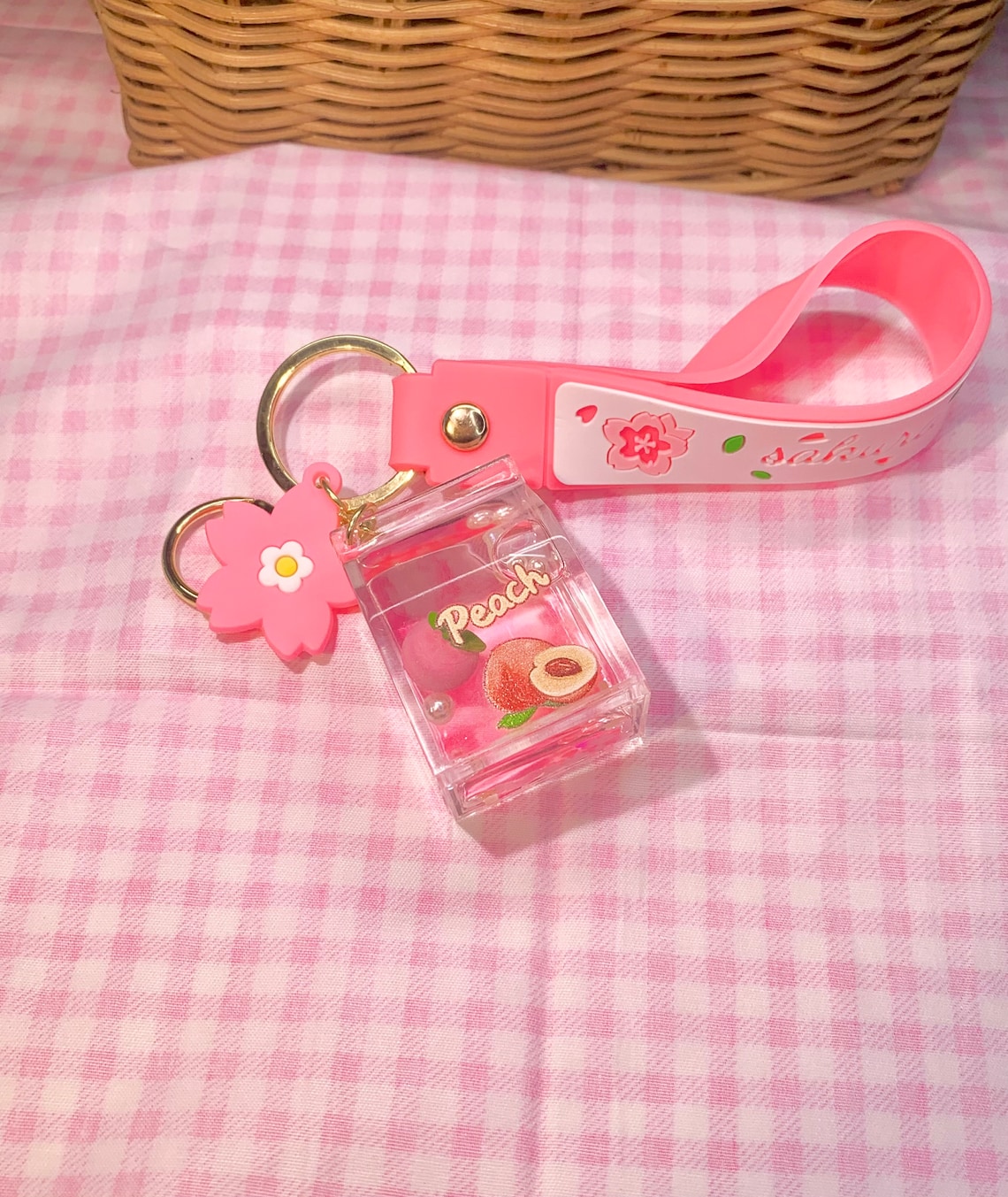 Pink Peach Liquid Keychain Cute Floating Oil - Etsy