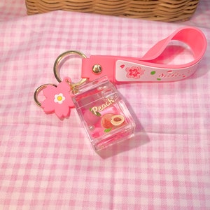 Pink Peach Liquid Keychain, Cute Floating Oil - Etsy