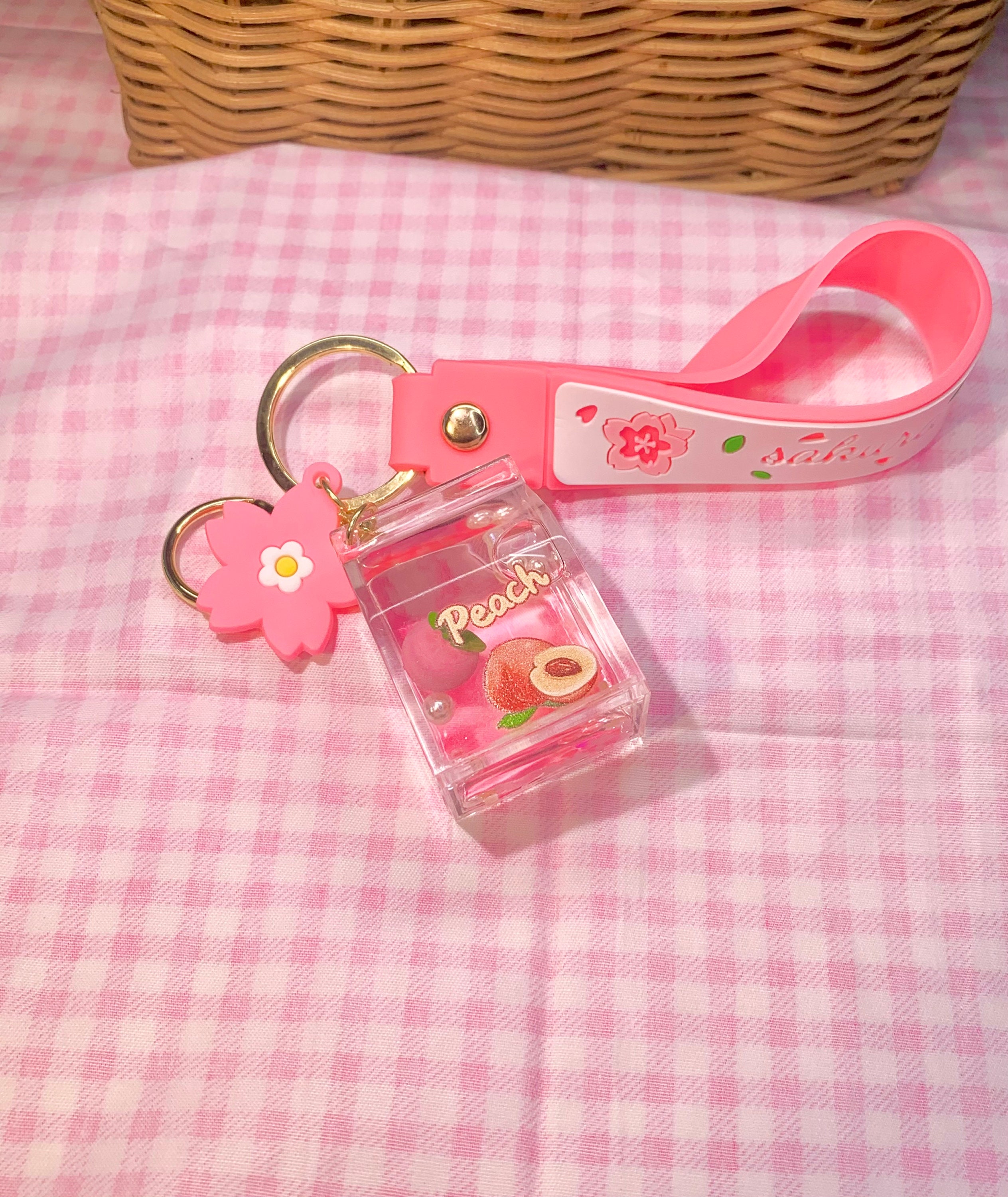 Pink Peach Liquid Keychain Cute Floating Oil - Etsy
