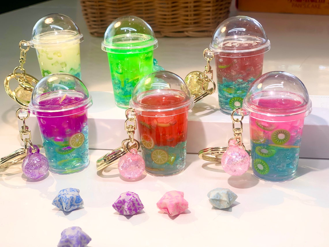 Custom Keychain Mini Milk Tea Boba Keychain Refreshing Mixed Soda Drink ...
