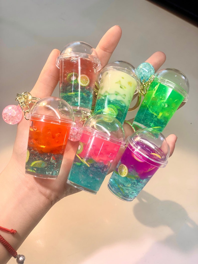 Custom Keychain Mini Milk Tea Boba Keychain Refreshing Mixed Soda Drink ...