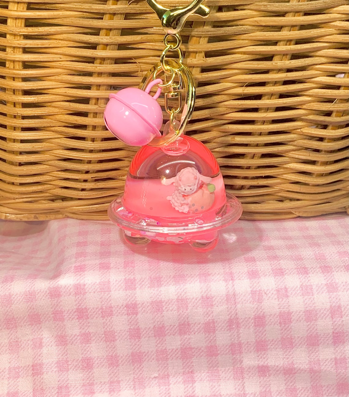 Pink Liquid Keychain, Cute Sheep Floating Oil, Bag Charm/pendant - Etsy