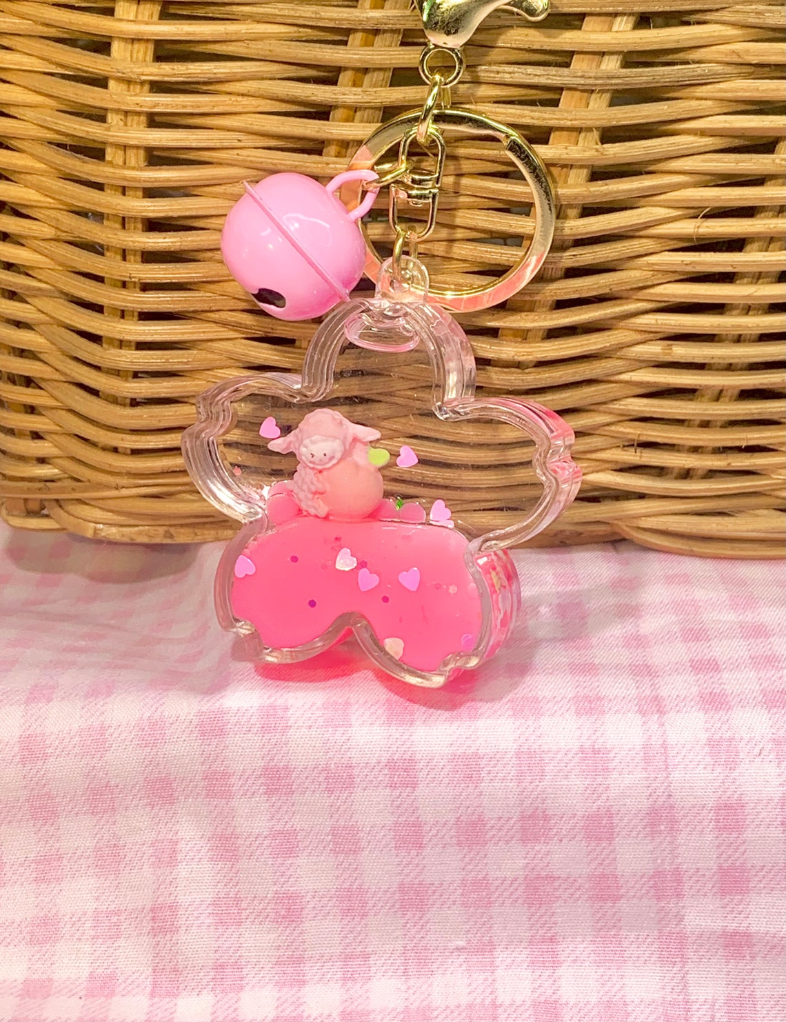 Pink Liquid Keychain, Cute Sheep Floating Oil, Bag Charm/pendant - Etsy