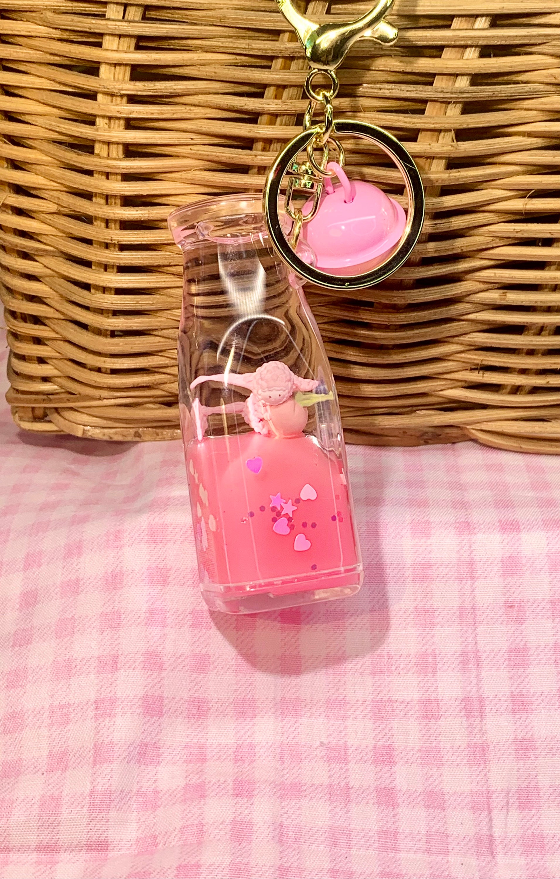 Pink Liquid Keychain, Cute Sheep Floating Oil, Bag Charm/pendant - Etsy