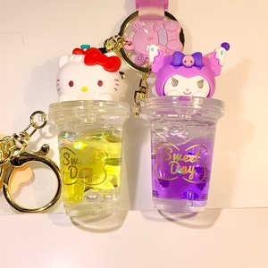 H.kitty Inspired Characters | Boba Milk Tea Liquid Keychain | Cute ...